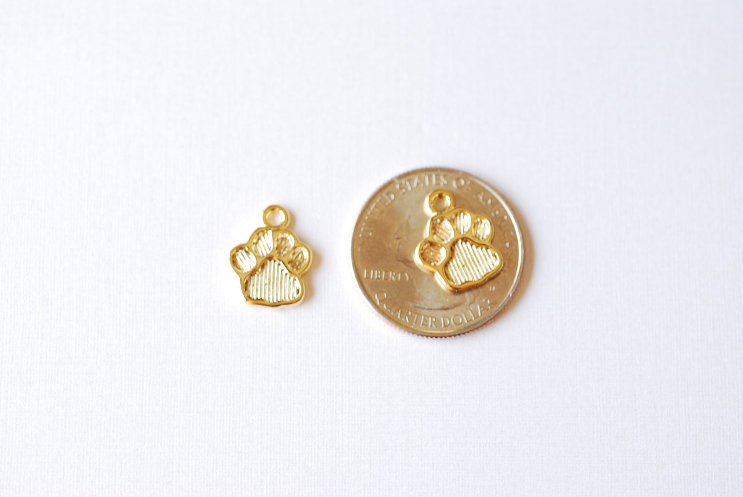 Shiny Vermeil Gold Dog Paw Foot Print Charm- 18k Gold Plated Over ...