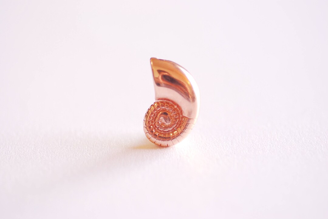 Pink Rose Gold Sea Snail Swirl Shell Charm Pendant- Vermeil 22k Rose ...