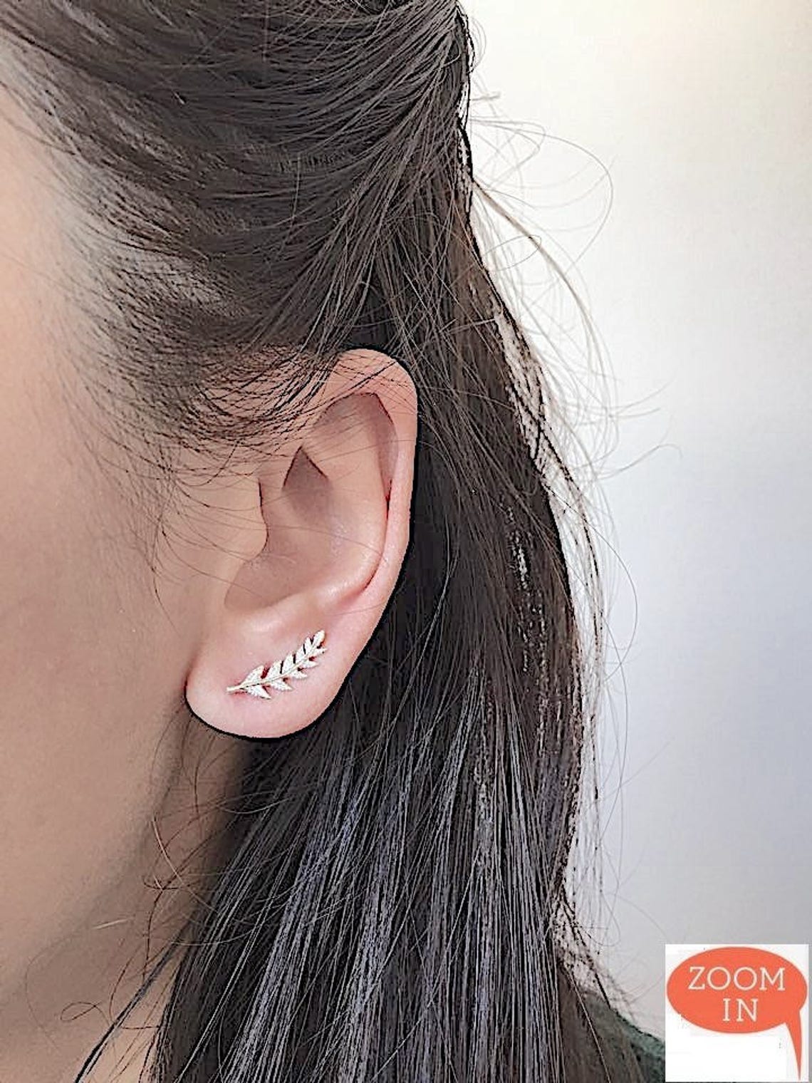 Black Leaf Earring Climber Leaf Ear Crawlers Leaf Ear Cuff - Etsy