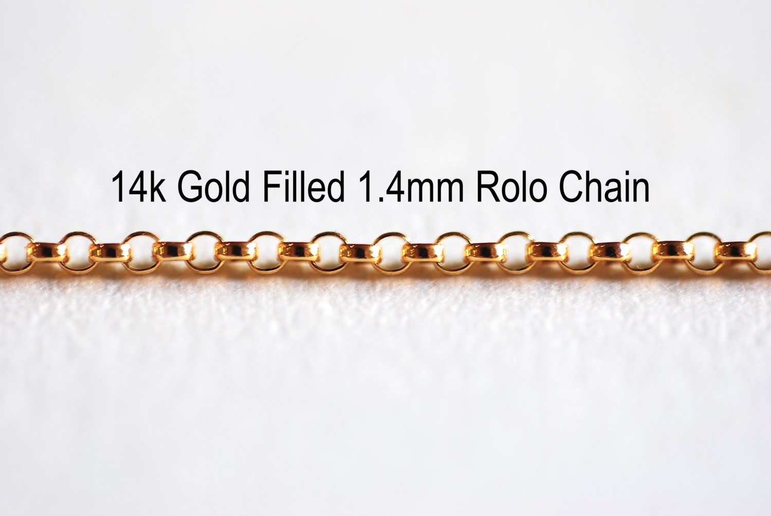 14k Gold Filled Rolo Chain- 1.4mm Unfinished Rolo Chain by Foot, Choose ...