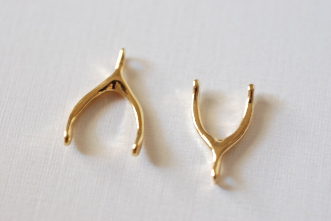 2 Pcs Vermeil Gold Wishbone - 18k Gold Over Sterling Silver Wishbone ...