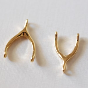 2 Pcs Vermeil Gold Wishbone - 18k Gold Over Sterling Silver Wishbone ...