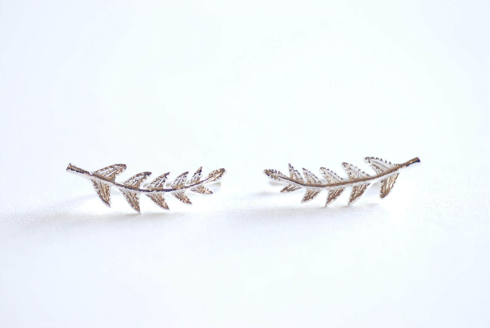 Leaf Ear Climber- 925 Sterling Silver Leaf Ear Cuff, Leaf Earrings Ear ...