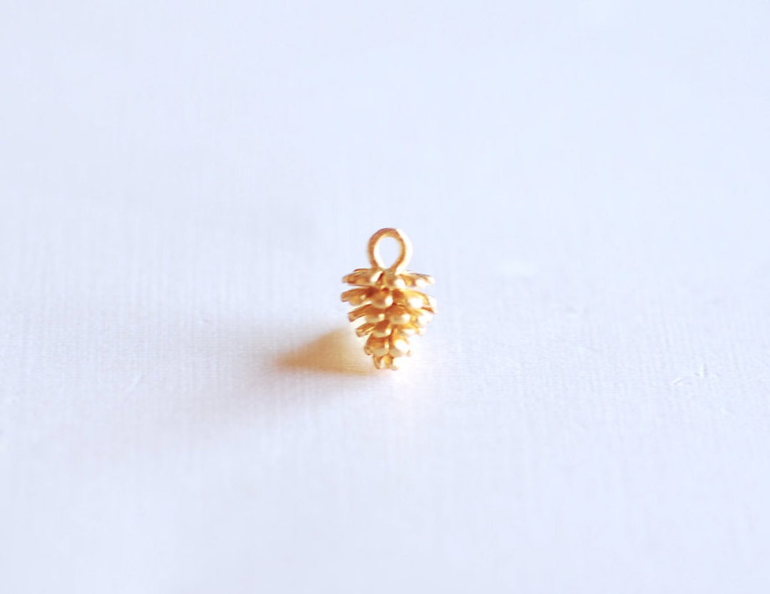 Matte Vermeil Gold Pinecone Charm- 18k Gold Over Sterling Silver Pine ...