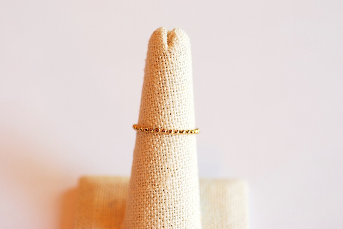 14k Gold Filled Beaded Ring, Bead Gold Filled Ring, Minimal Beaded Gold ...