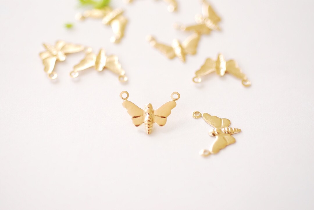 Wholesale Gold Filled Butterfly Charm - 14k GF Butterfly Connector Link ...