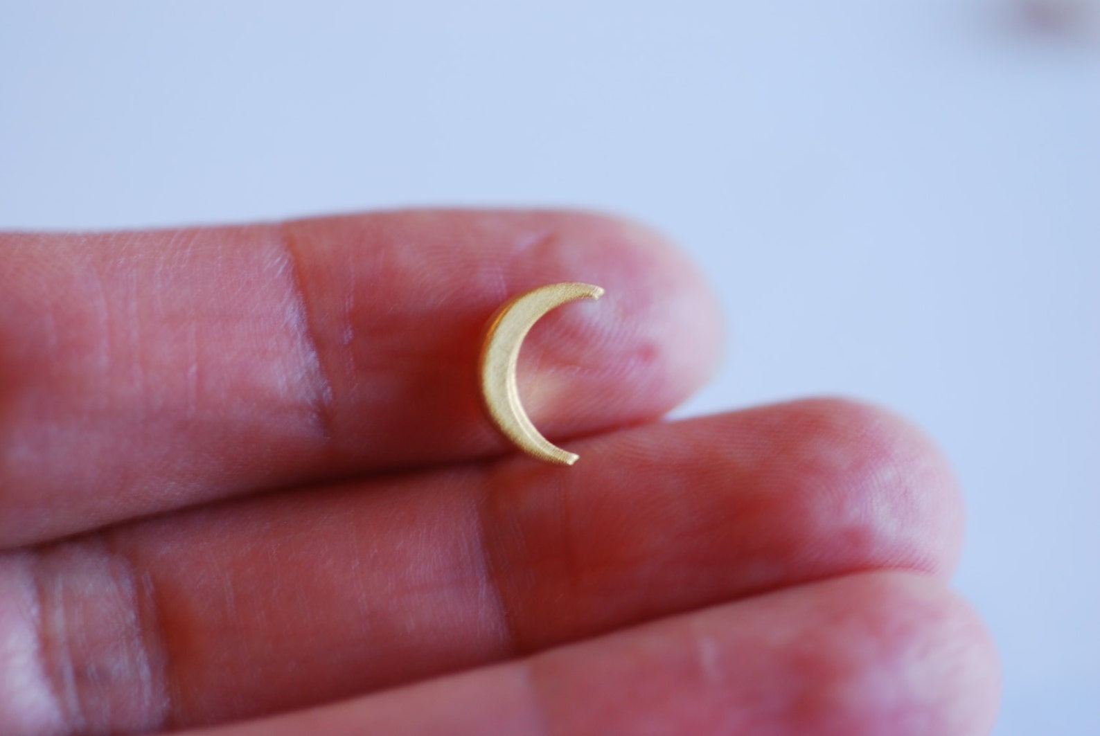 Shiny Gold Crescent Moon Beads Charm-22k Gold Plated Sterling Silver ...