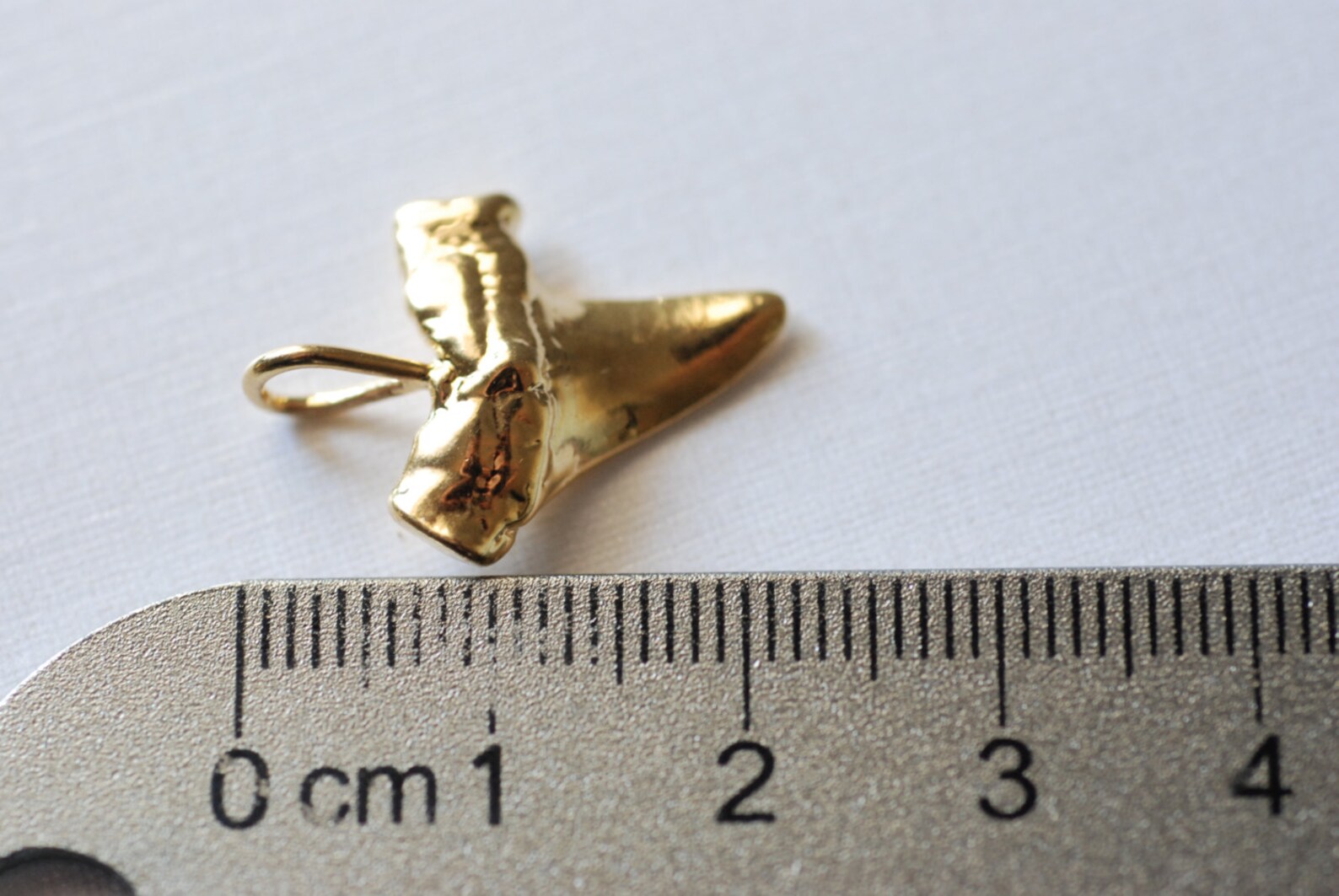 Vermeil Glossy Gold Shark Tooth Pendant, Vermeil Gold Shark Tooth Charm ...