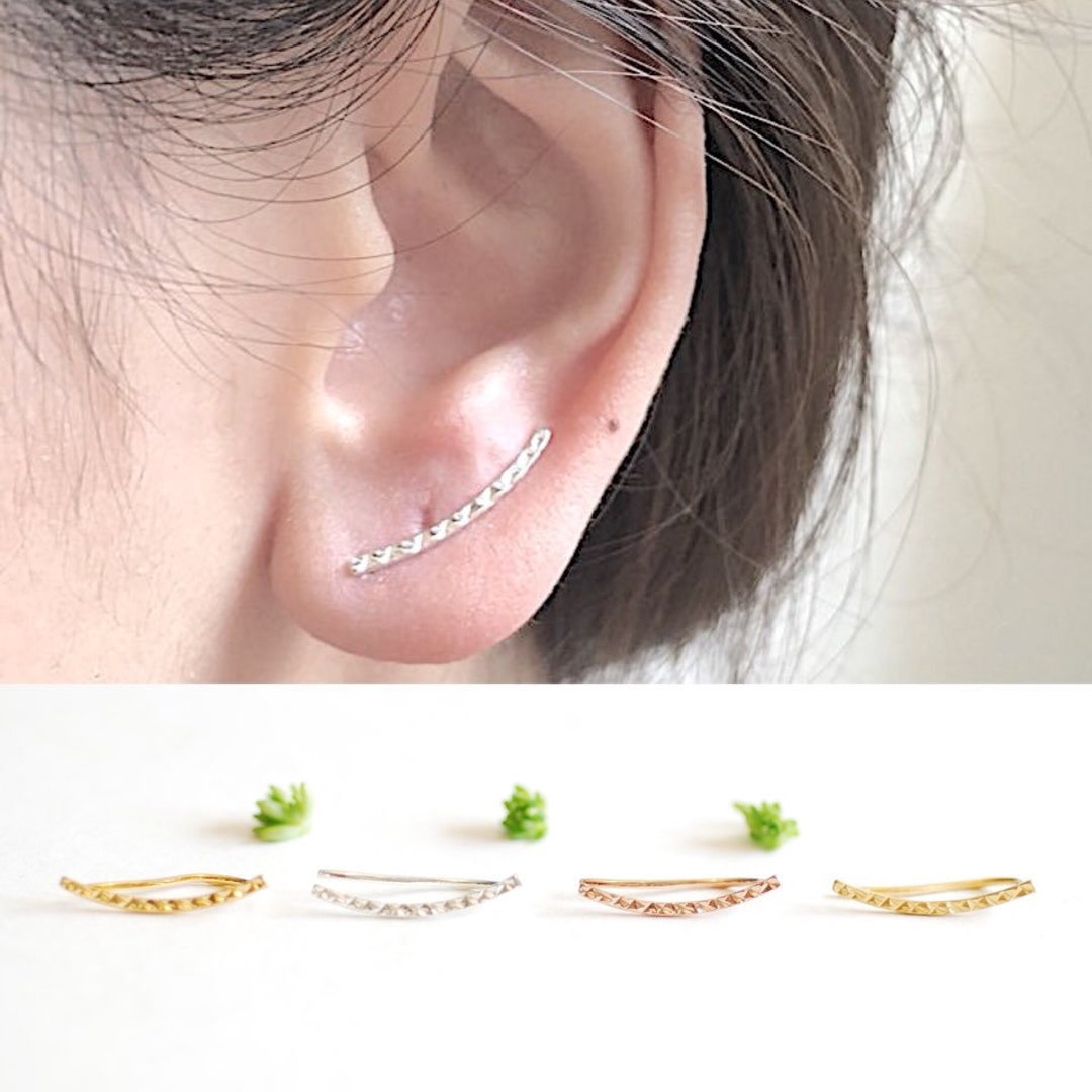 Ear Climber - Ear Crawler - Ear Cuff - Silver Ear Climber - Hammered ...
