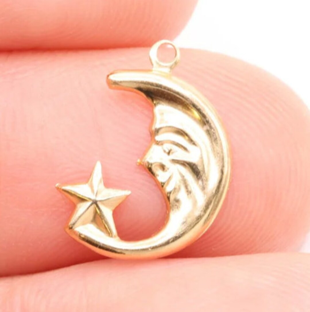 Wholesale Gold Filled Moon Face Star Celestial Charm L Permanent ...