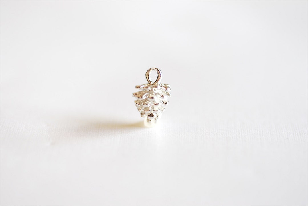 Sterling Silver Pinecone Charm- 925 Sterling Silver Pine Cone Pendant ...