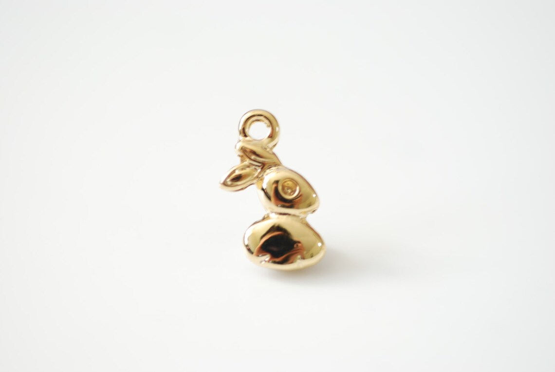 Vermeil Gold Bunny Rabbit Charm 18k Gold Plated Over Sterling - Etsy