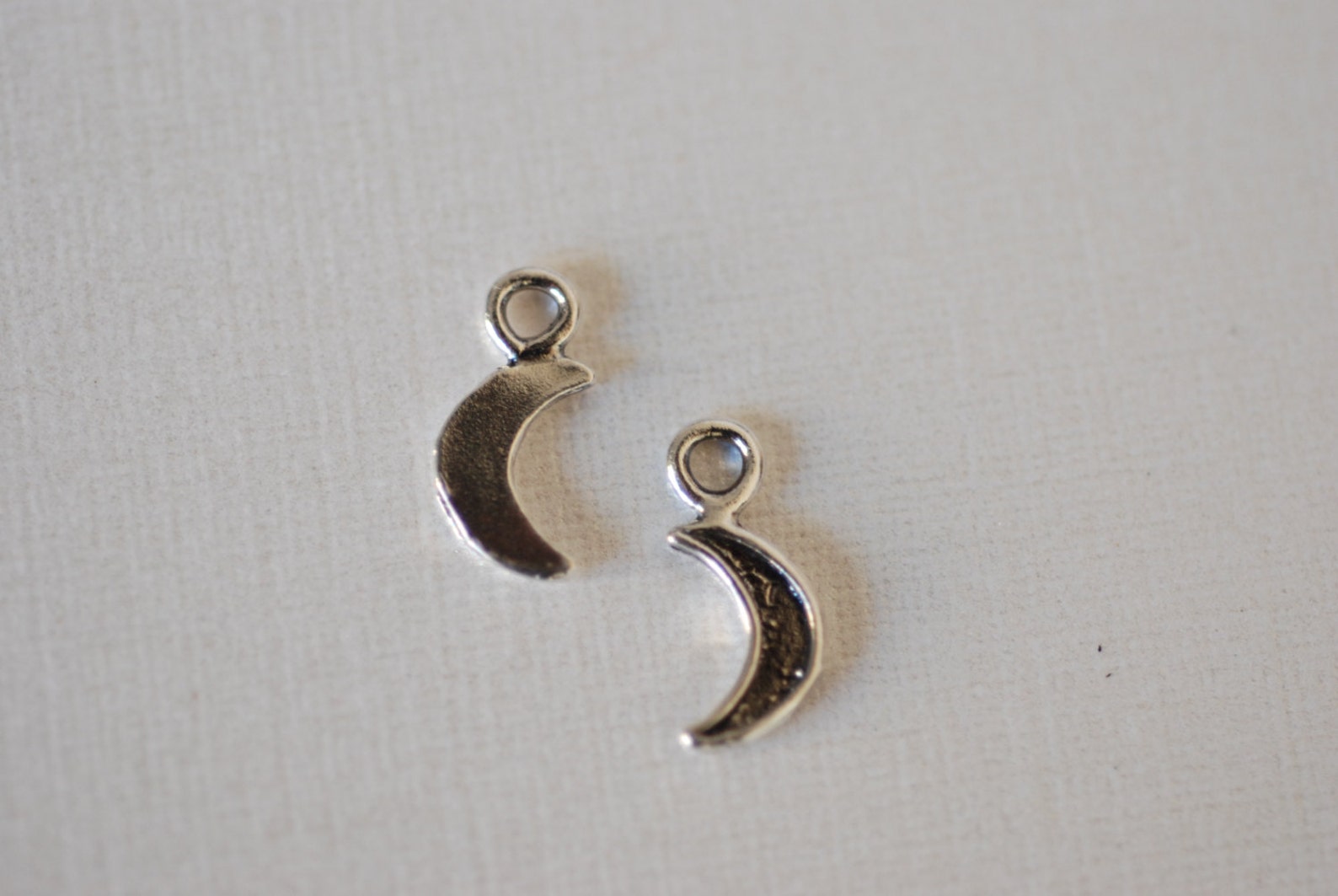 2 Pcs Sterling Silver Crescent Moon Charms: Tiny Glossy Half Moon (4.9 ...