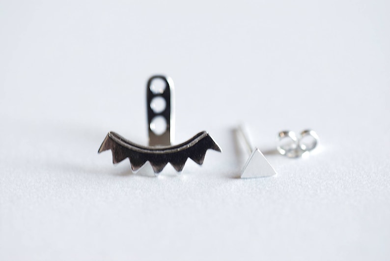 925 Sterling Silver Triangle Ear Jacket Spike Ear Jacket - Etsy
