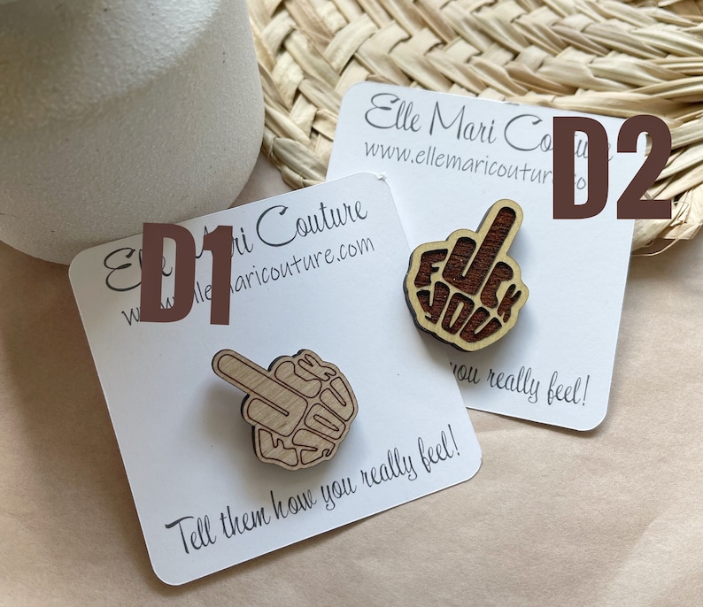 Middle Finger Pin, Funny Adult Humor, Laser Engraved Basswood - Etsy