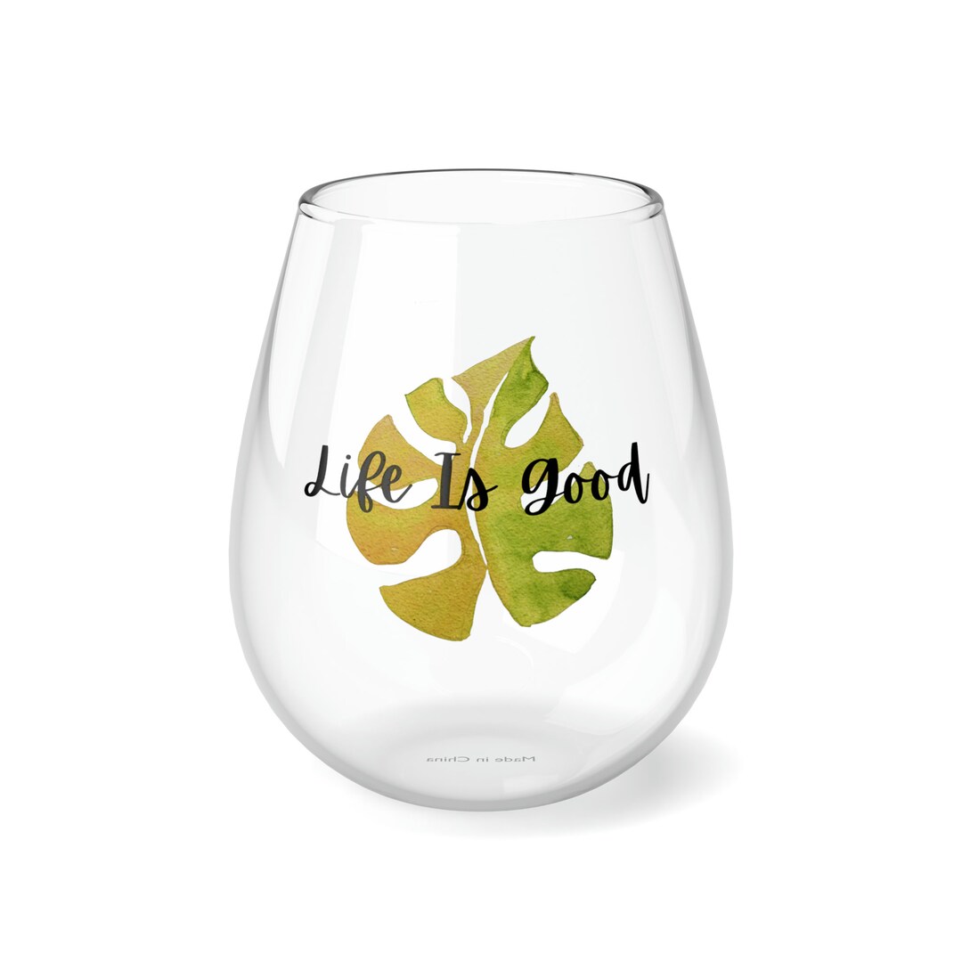 Wine Glass Monstera Plant Design for New Home Gift, 11.75oz Tropical ...