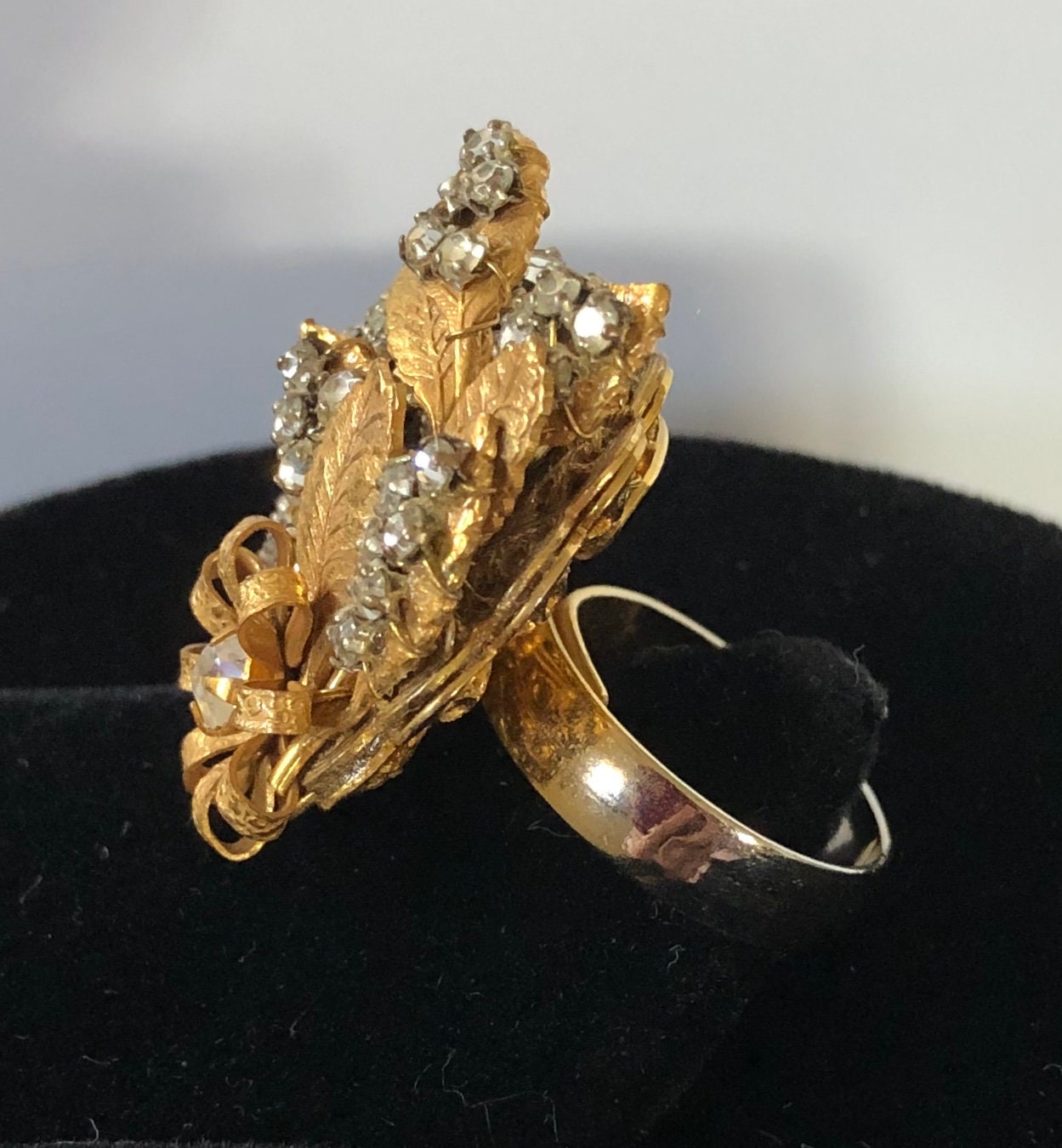 Fabulous Vintage Miriam Haskell Ring~crystals /rhinestone /gilt ...