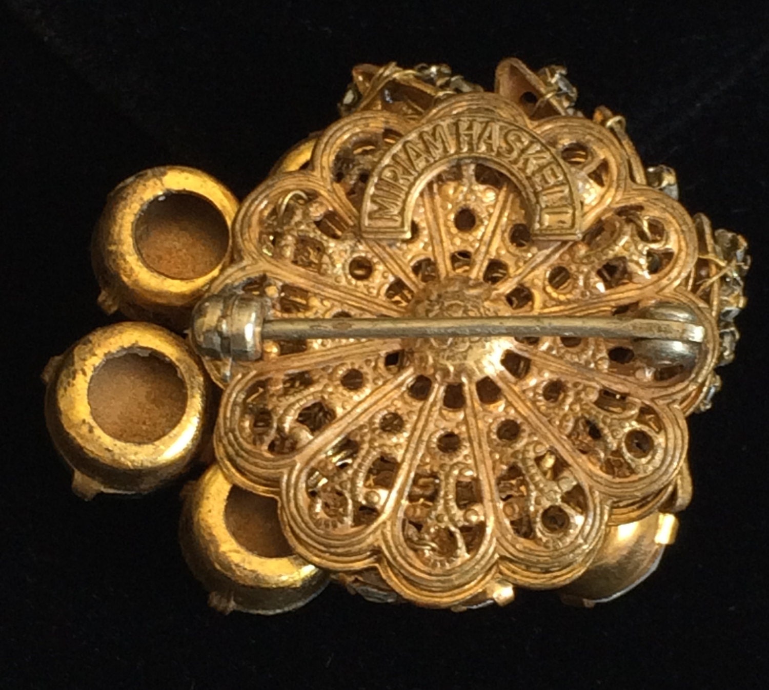 Alluring Rare Vintage Miriam Haskell Brooch Pin~green Art Glass ...