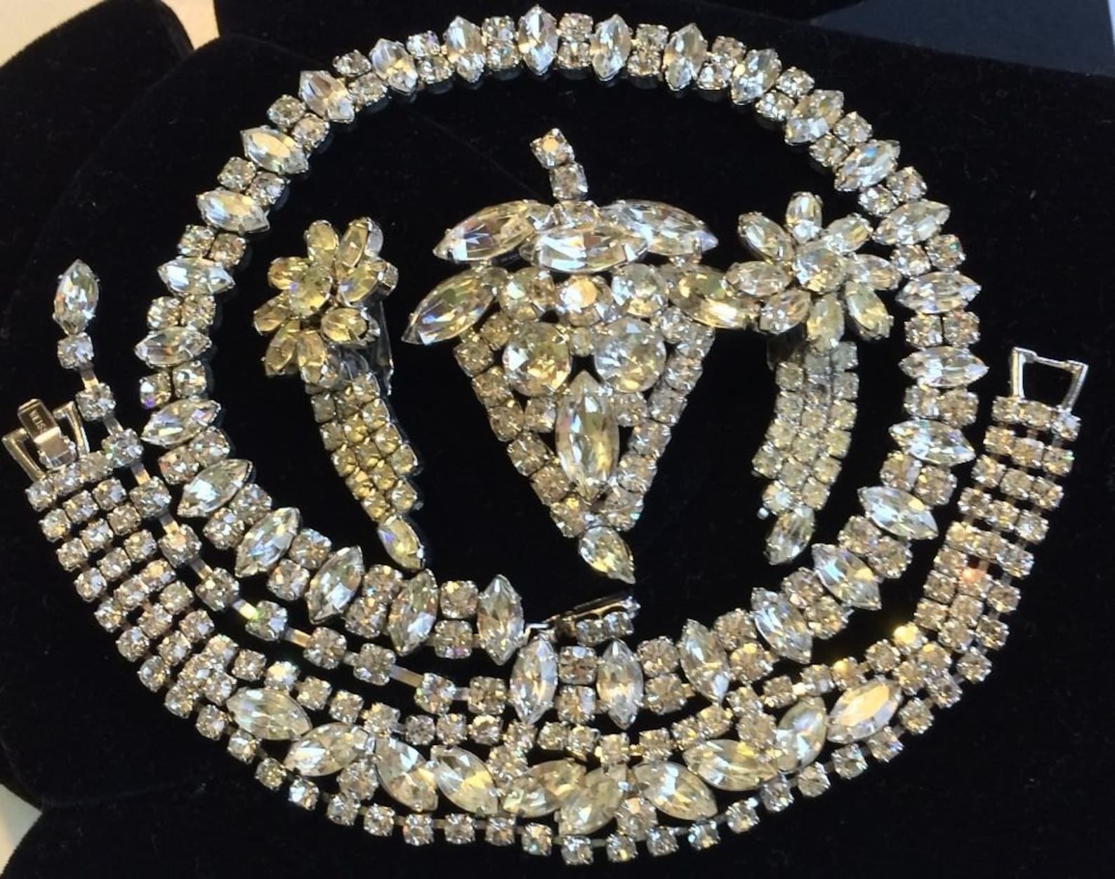 Vintage Weiss Necklace/bracelet/brooch/earrings Jewelry Lot~crystal ...