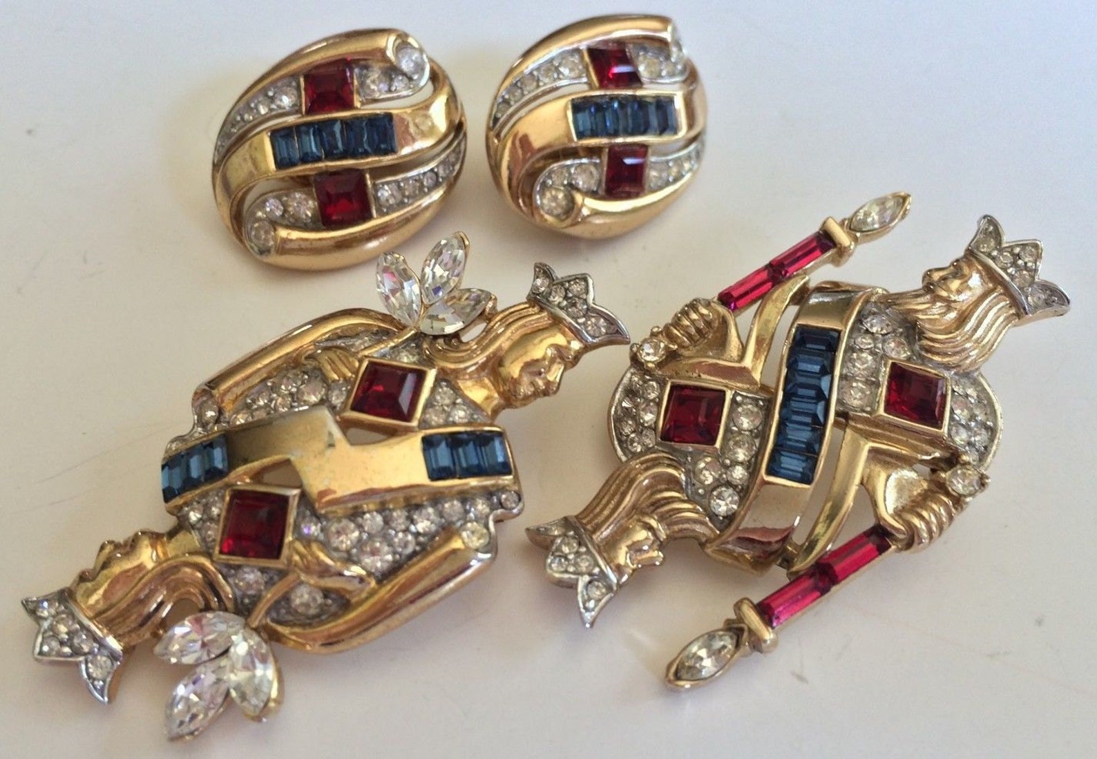 Vintage Crown TRIFARI Alfred Philippe 1953 King Queen of Diamonds Pin ...