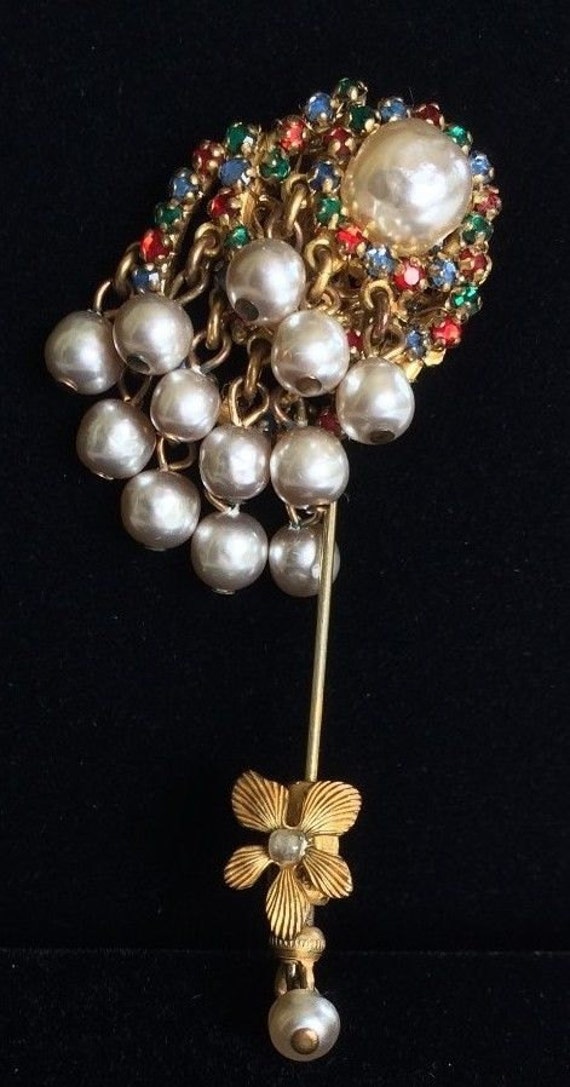 Stunning Vintage Miriam Haskell Stick Pin~Baroque Pea… - Gem
