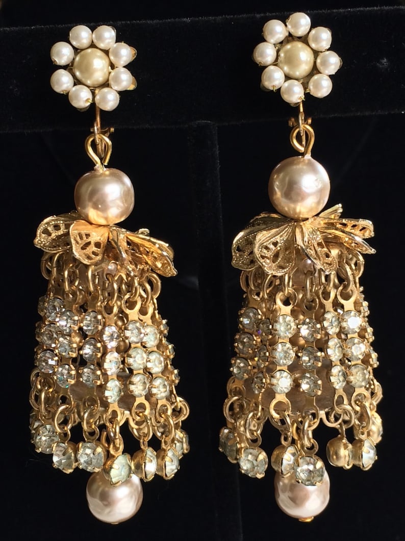 Fabulous Vintage Miriam Haskell Extra Long Chandelier Earrings~baroque ... Fabulous Vintage Miriam Haskell Extra Long Chandelier Earrings~baroque ...
