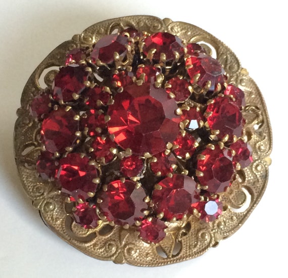 Ravishing Vintage Miriam Haskell Brooch Pin~Ruby Red … - Gem