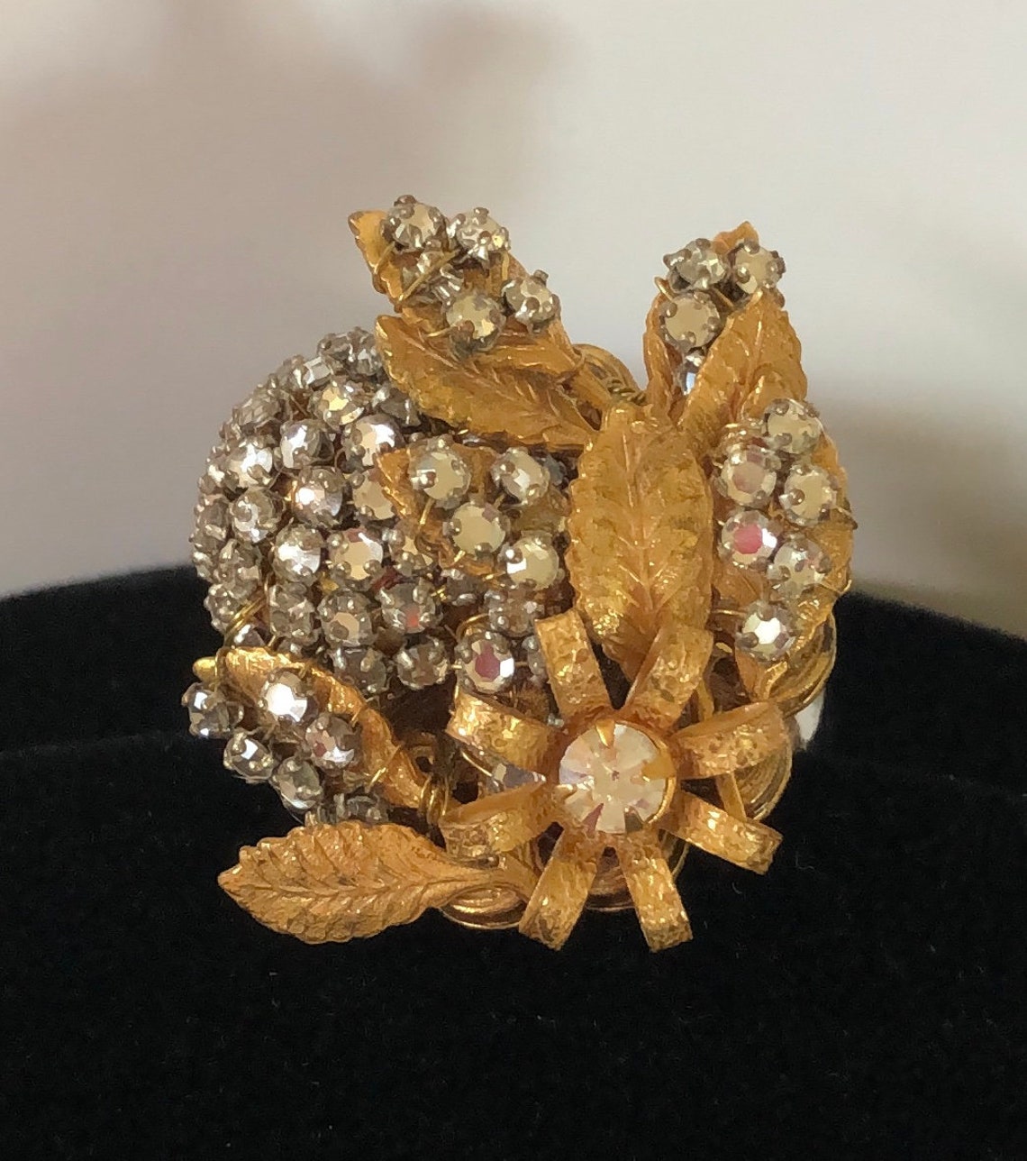 Fabulous Vintage Miriam Haskell Ring~crystals /rhinestone /gilt ...