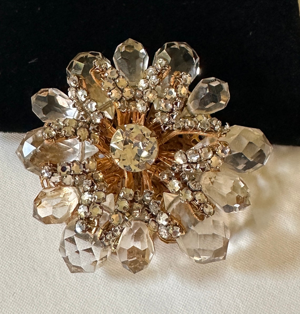 Beautiful Rare Vintage Miriam Haskell Brooch~ Clear Crystals ...