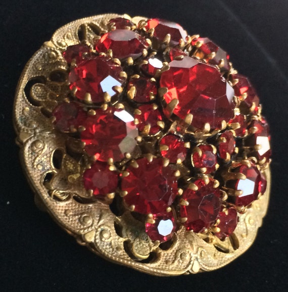 Ravishing Vintage Miriam Haskell Brooch Pin~Ruby Red … - Gem