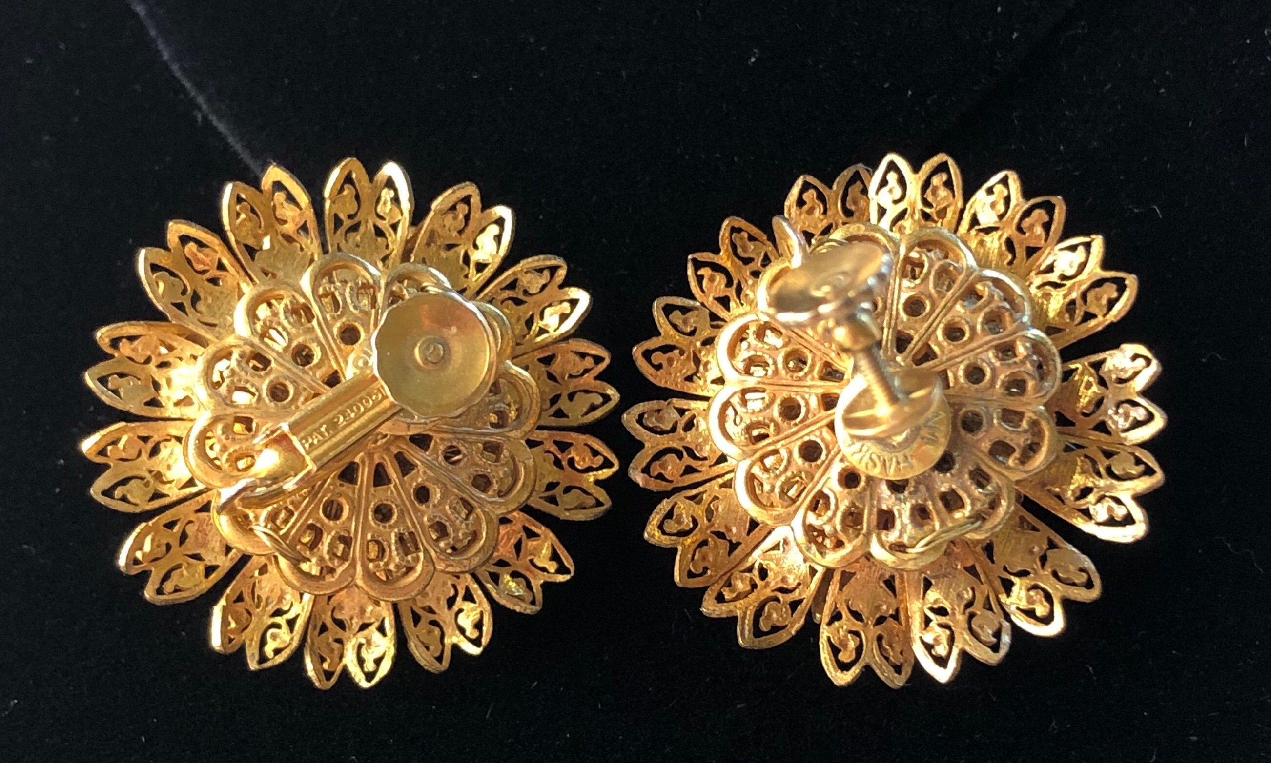 Sparkling Vintage Miriam Haskell Earrings~citrine Rhinestones/gold Tone ...
