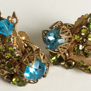 Sparkling Vintage Miriam Haskell Earrings~aqua Blue/peridot Green ...