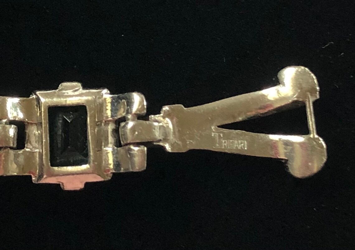 Vintage Trifari Alfred Philippe Bracelet Art Deco Style Green/clear ...