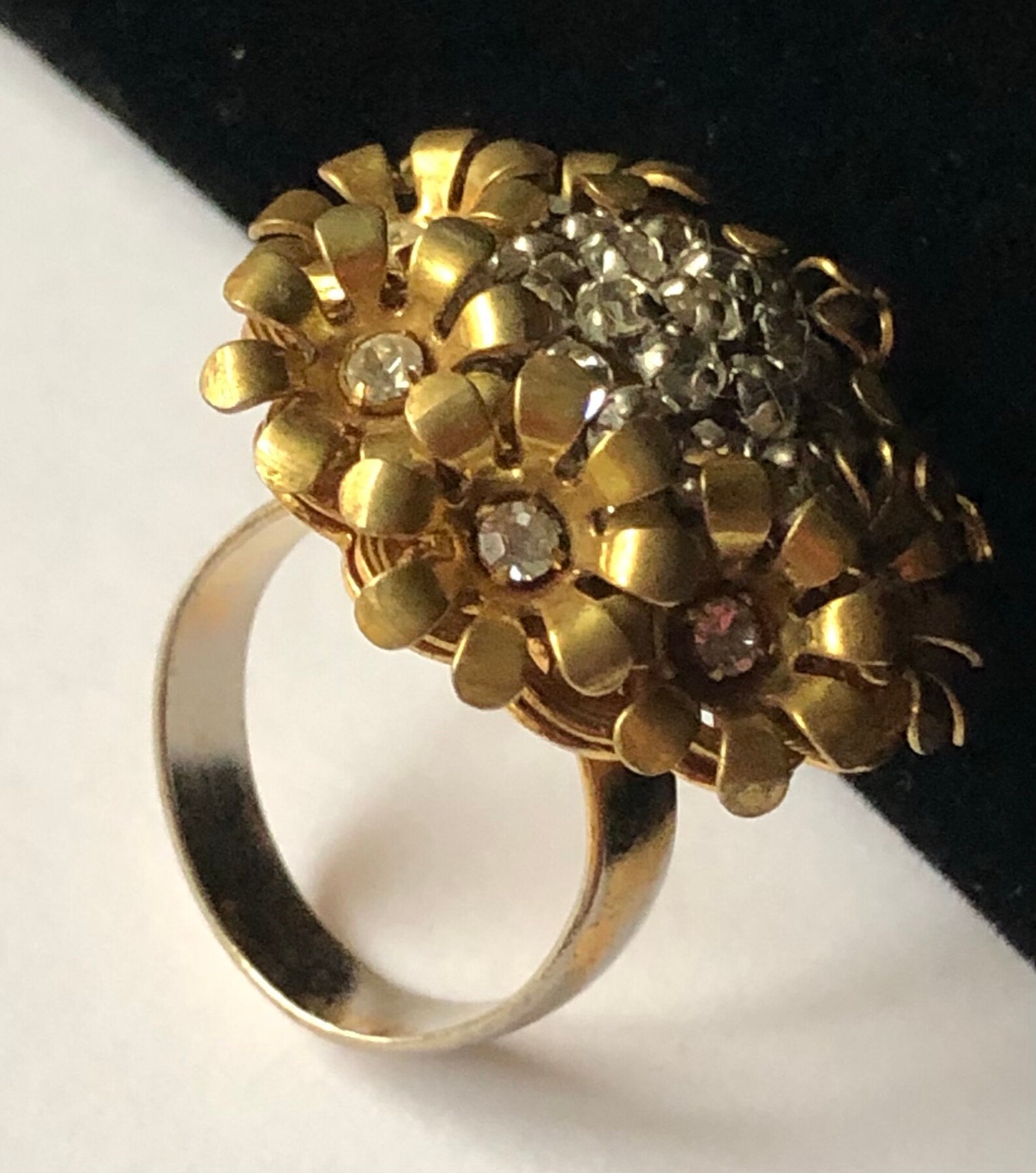 Lovely Vintage Miriam Haskell Ring~ Gilt Filigree/rhinestones/crystals ...
