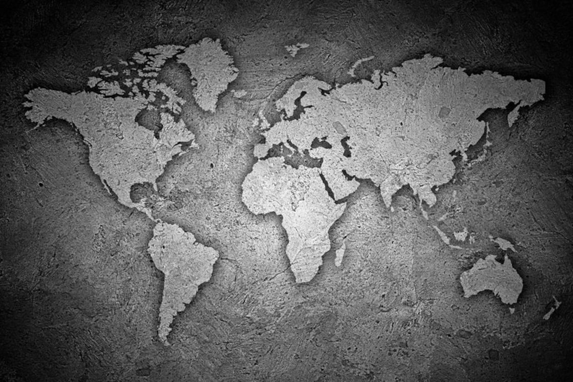 Black and White Stone Texture World Map Large Wall Mural - Etsy Canada
