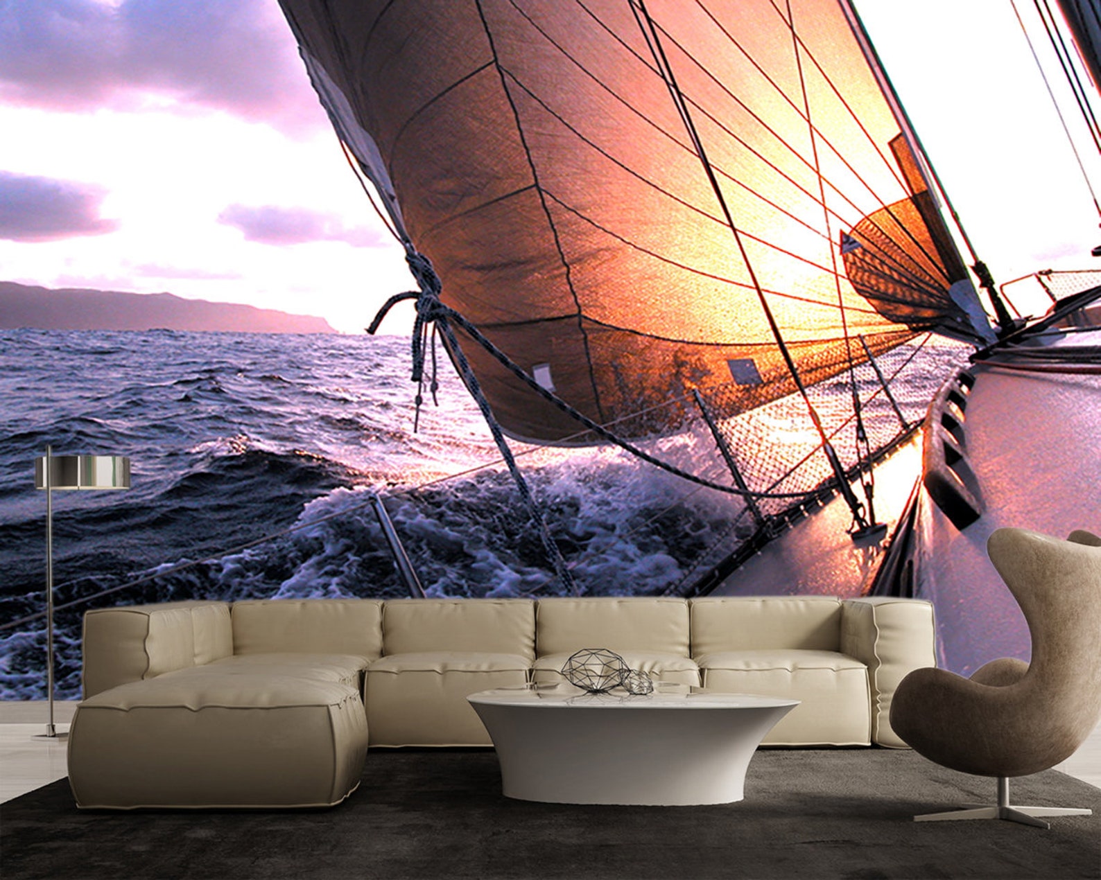 Ocean Sailing Yacht Large Wall Mural Self-adhesive Vinyl | Etsy