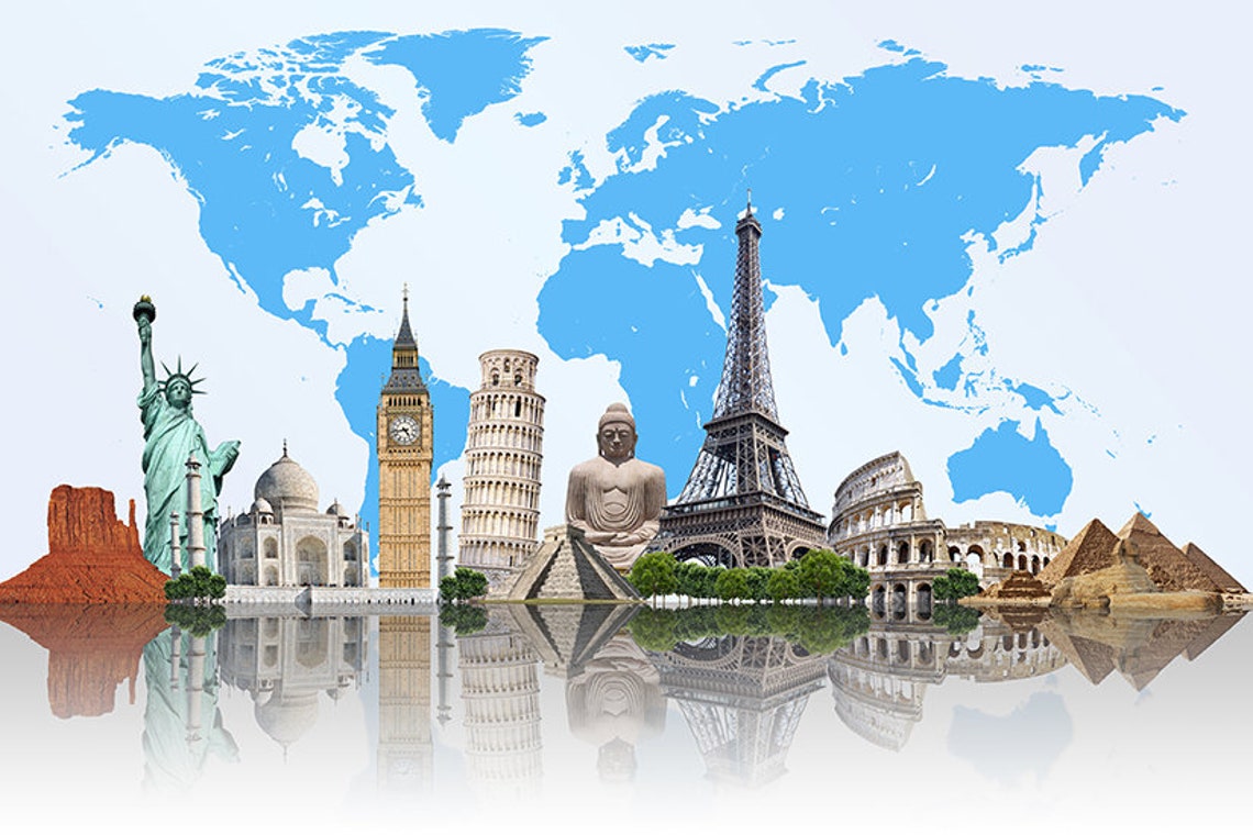 Travel World Map Large Wall Mural Self-adhesive Vinyl - Etsy