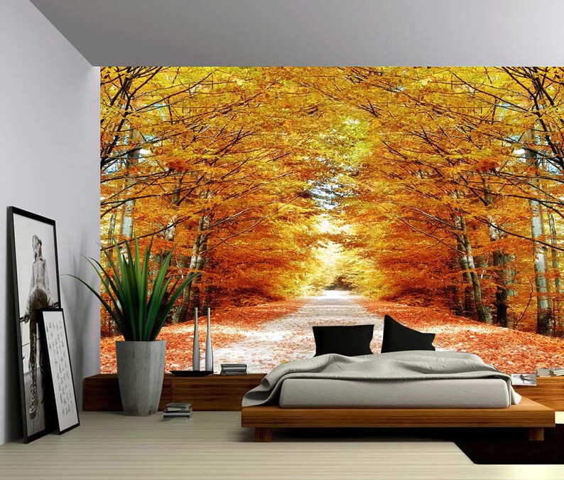 Autumn Maple Tree Road Large Wall Mural Self-adhesive Vinyl - Etsy UK