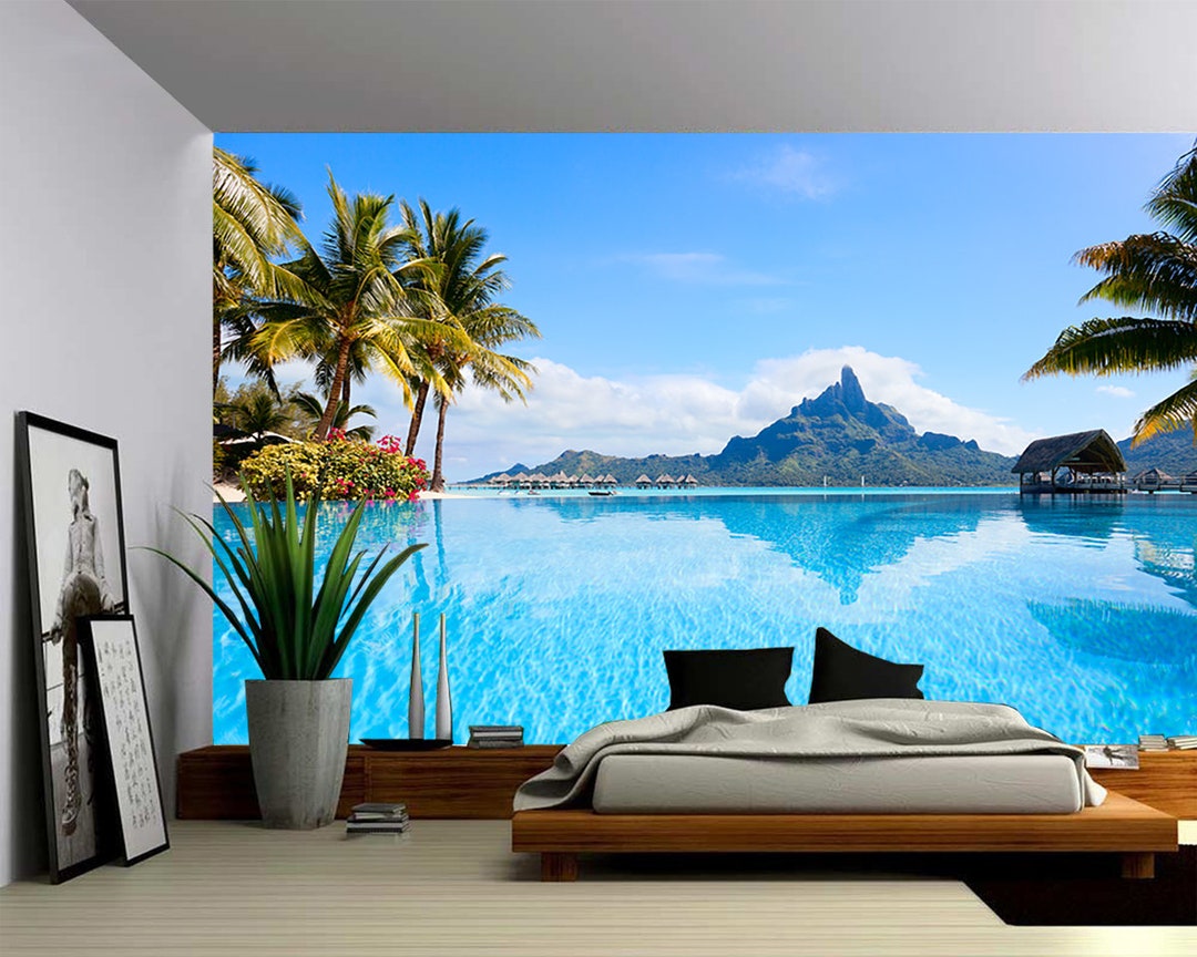 Lagoon Tropical Island Resort - Large Wall Mural, Self-adhesive Vinyl ...