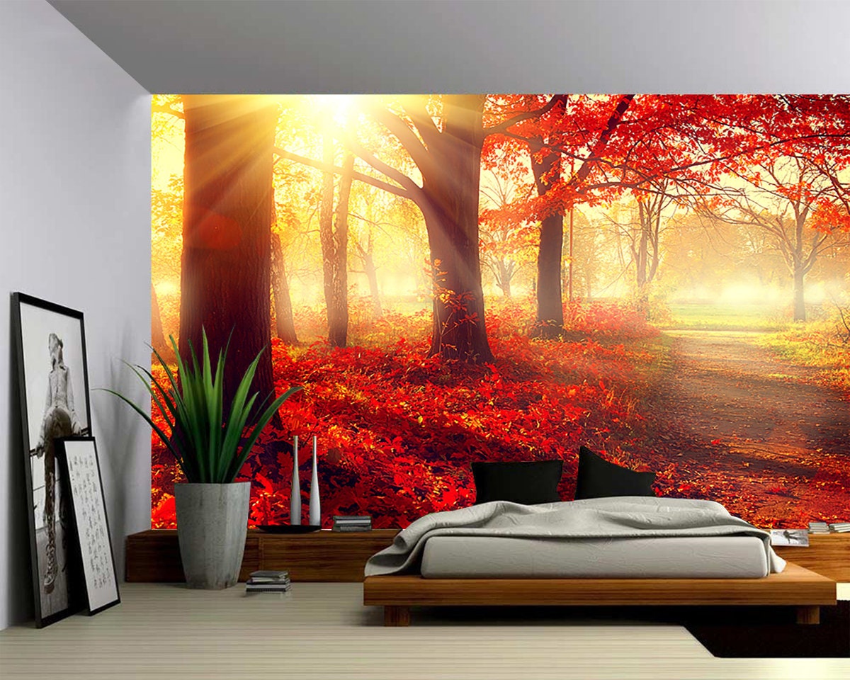 Red Maple Autumn Tree Large Wall Mural Self-adhesive Vinyl | Etsy