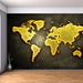 Metal Gold Texture World Map Large Wall Mural, Self-adhesive Vinyl ...
