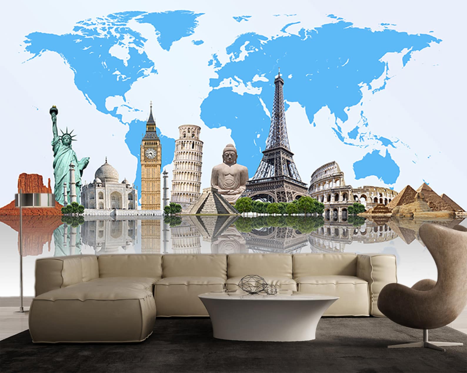 Travel World Map Large Wall Mural, Self-adhesive Vinyl Wallpaper, Peel ...