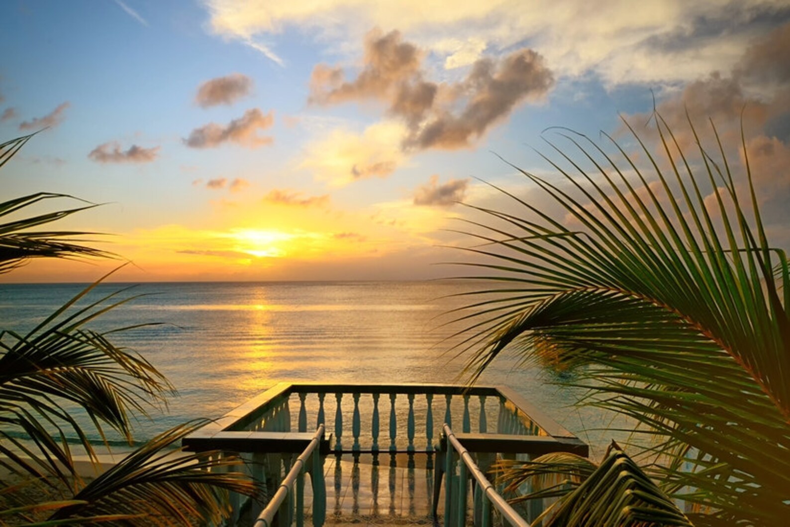 Summer Deck Sunset Ocean Beach Large Wall Mural | Etsy