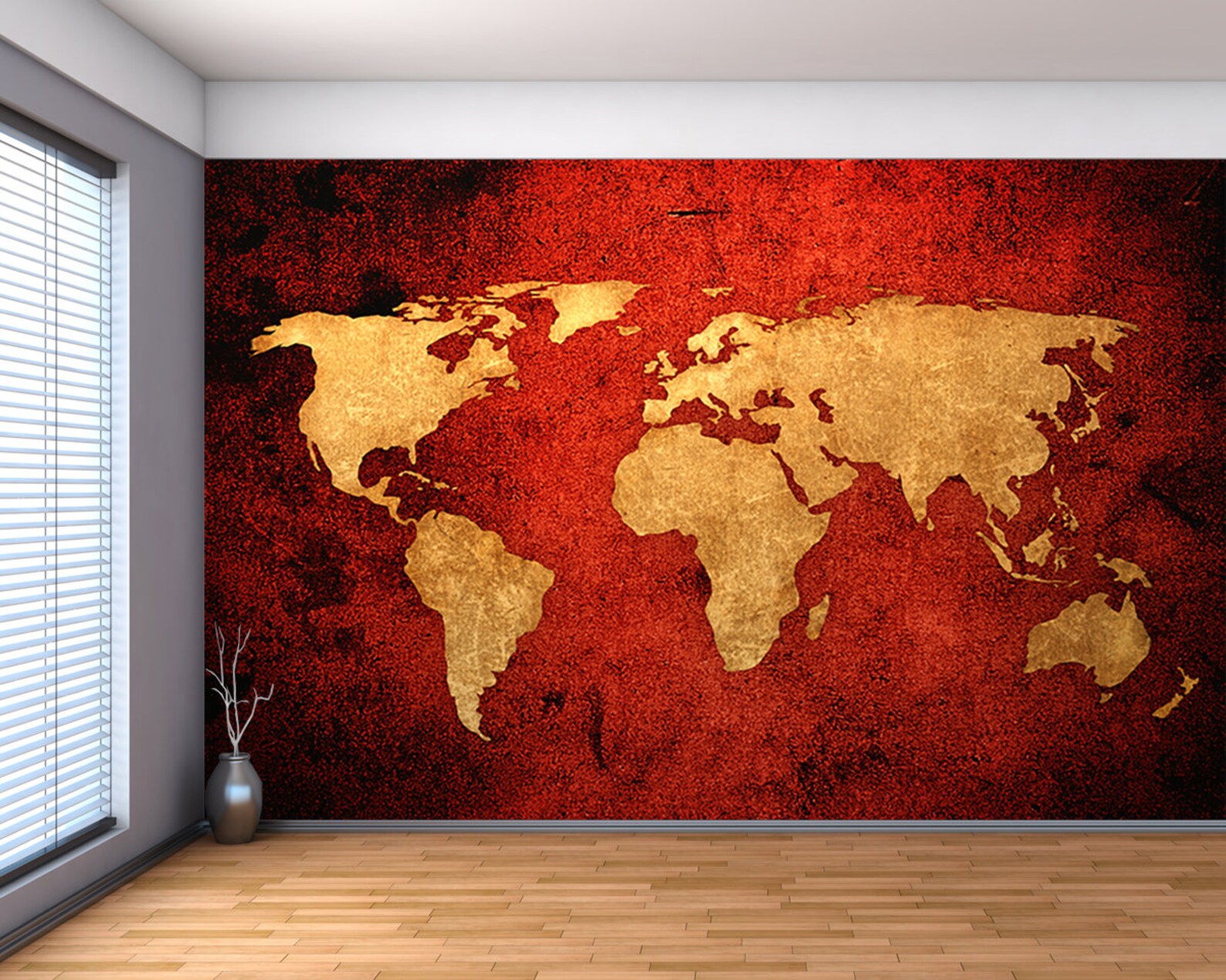 Red World Map Large Wall Mural Self-adhesive Vinyl - Etsy