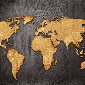 Wood Texture World Map Large Wall Mural, Self-adhesive Vinyl Wallpaper ...