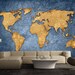 Blue Grey World Map Large Wall Mural, Self-adhesive Vinyl Wallpaper ...