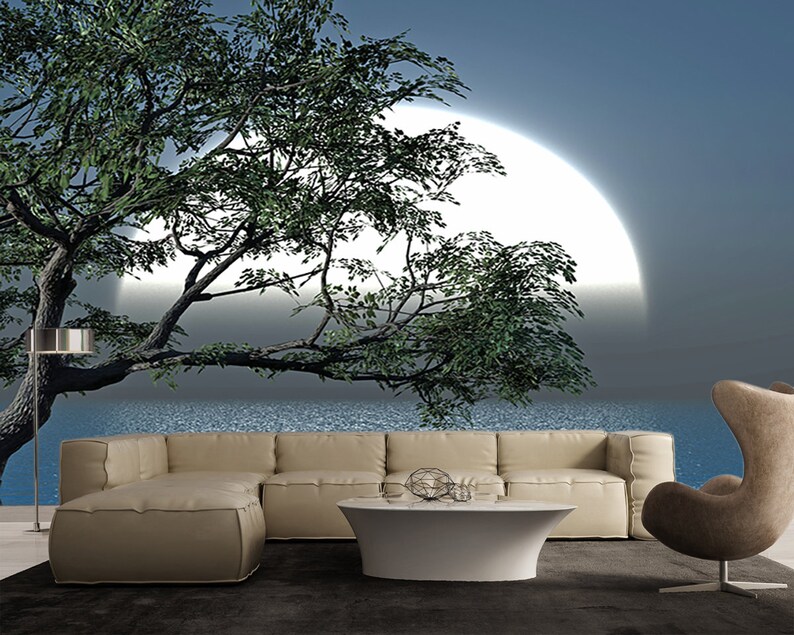 Moonlight Ocean Large Wall Mural Self-adhesive Vinyl | Etsy
