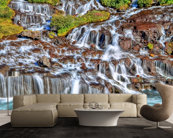 Waterfall Rock River Large Wall Mural Self-adhesive Vinyl | Etsy