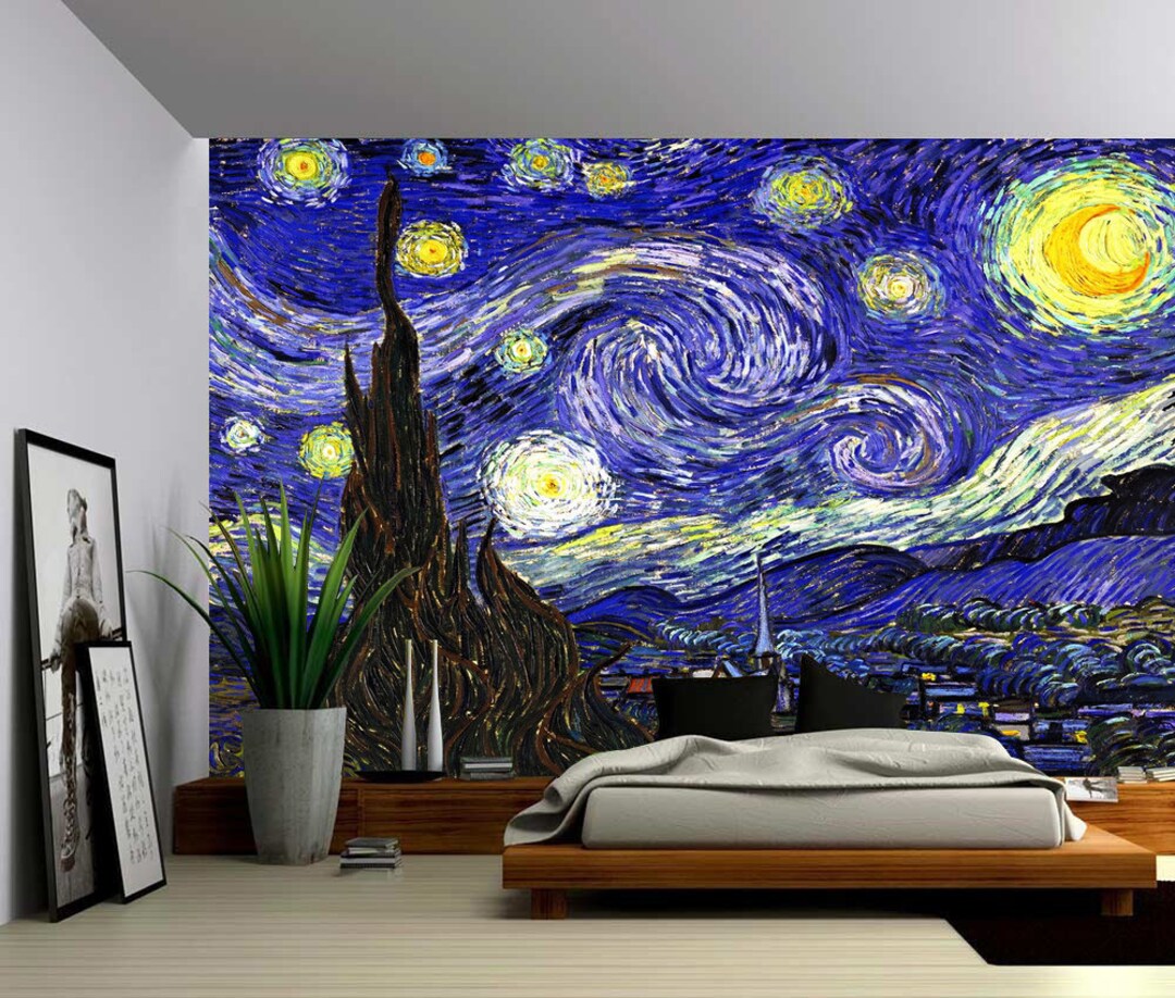 Starry Night Large Wall Mural, Self-adhesive Vinyl Wallpaper, Peel ...