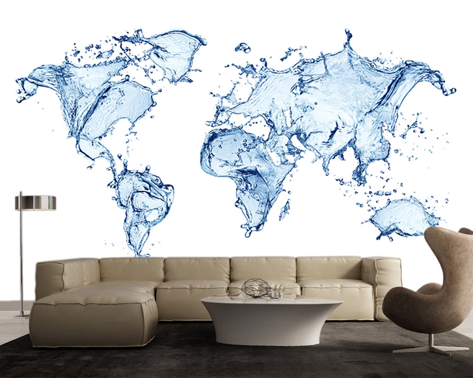 Water Splash World Map Large Wall Mural Self-adhesive Vinyl | Etsy